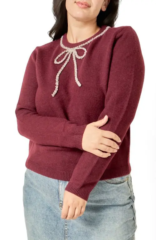 English Factory Rhinestone Bow Sweater