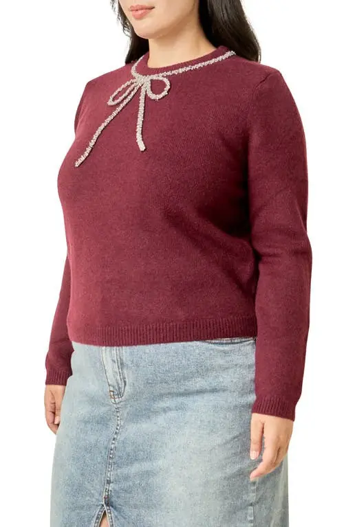 English Factory Rhinestone Bow Sweater