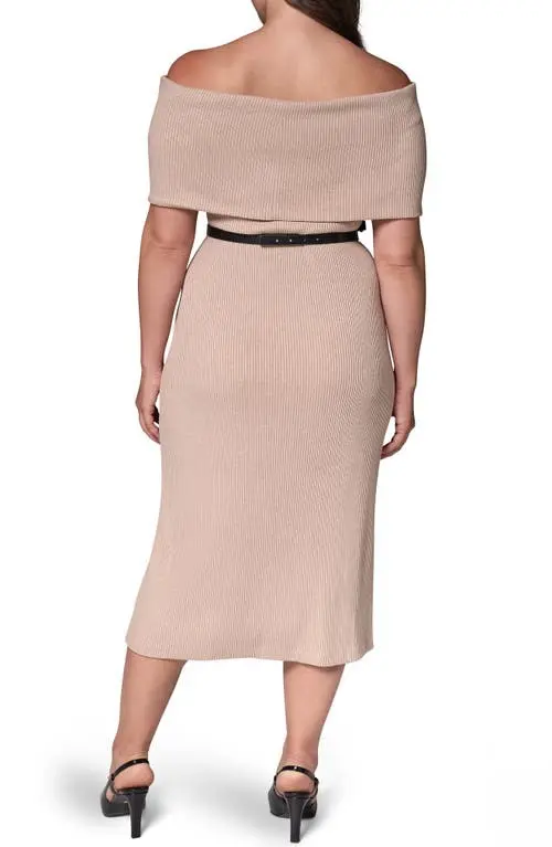 Donna Karan New York Off The Shoulder Belted Knit Dress