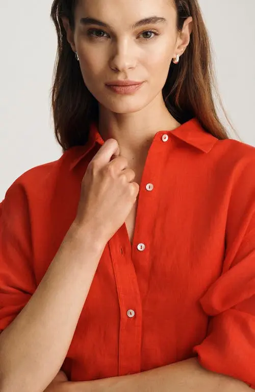 MAVI Relaxed Fit Linen Button-up Shirt