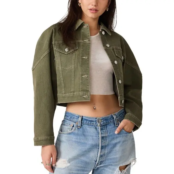 Steve Madden Covey Cropped Jacket - Mountain Green