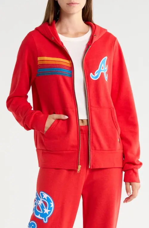Aviator Nation Atlanta Braves Full Zip Graphic Hoodie - Red