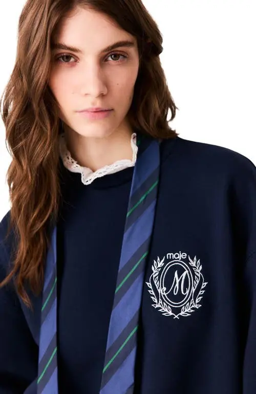 Maje Sweatshirt With Poplin Details