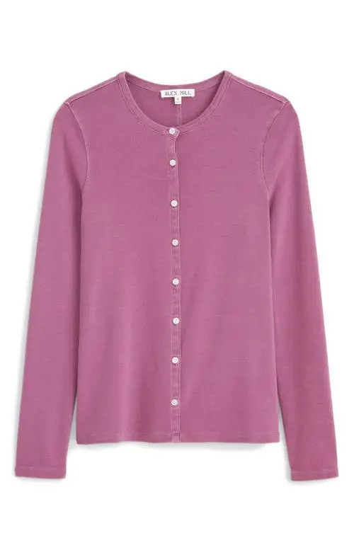 ALEX MILL Frankie Cotton Rib Cardigan - Early Lavender