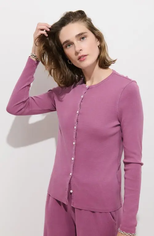 ALEX MILL Frankie Cotton Rib Cardigan - Early Lavender