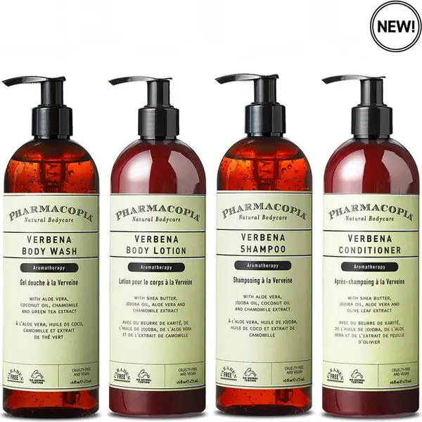 PHARMACOPIA NATURAL BODYCARE Verbena Essentials Bundleshampoo, Conditioner, Body Wash