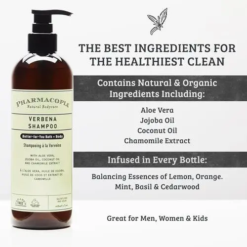 PHARMACOPIA NATURAL BODYCARE Verbena Essentials Bundleshampoo, Conditioner, Body Wash