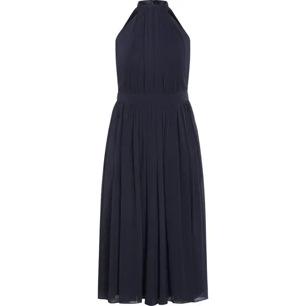 City Chic Lucy Pleated Halter Neck Maxi Dress - Navy