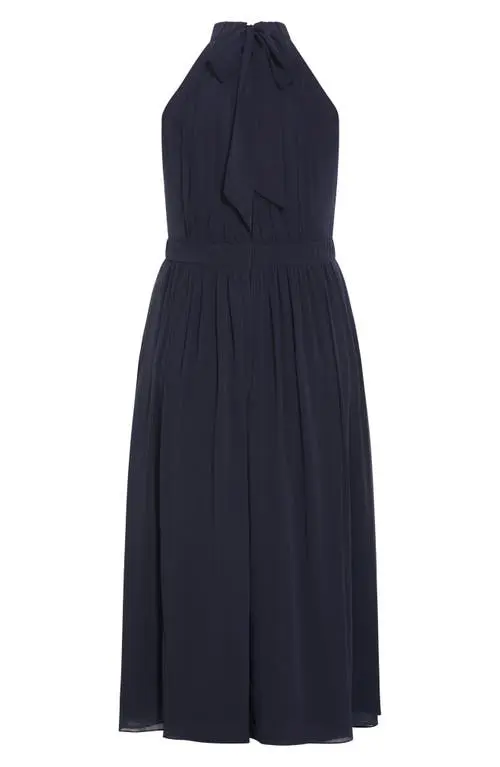 City Chic Lucy Pleated Halter Neck Maxi Dress - Navy