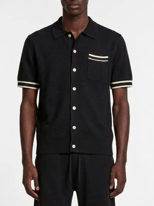 WALKER & HUNT Resort Knitted Shirt - Black