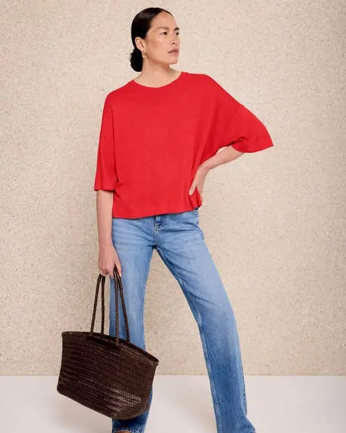 Mint Velvet Linen Blend Boxy Silhouette T-shirt
