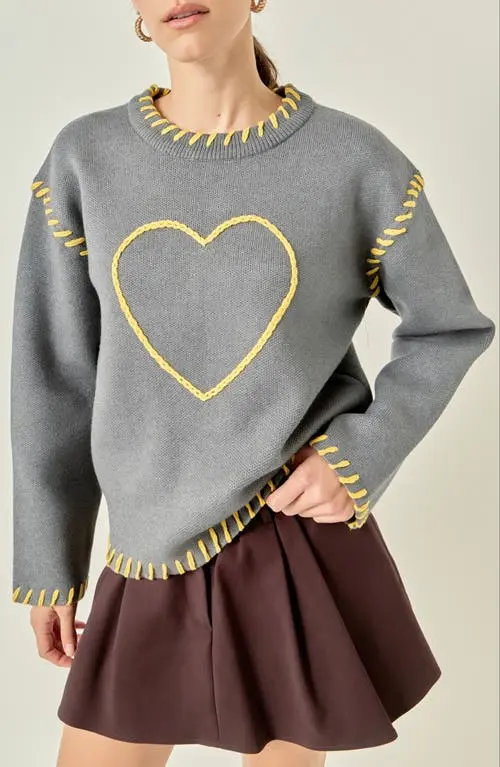 English Factory Heart Whipstitch Sweater