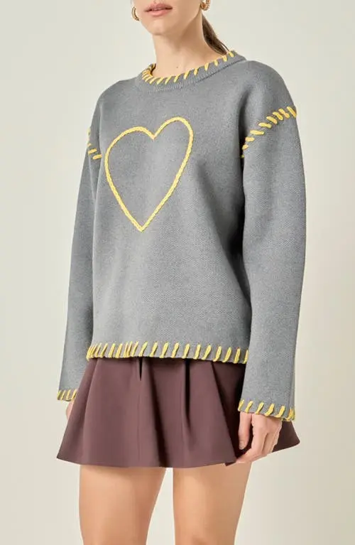 English Factory Heart Whipstitch Sweater