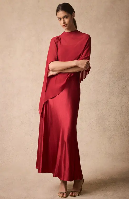 Mint Velvet Satin Cape Detail Maxi Dress