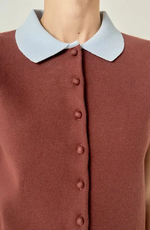 English Factory Contrast Collar Knit Cardigan