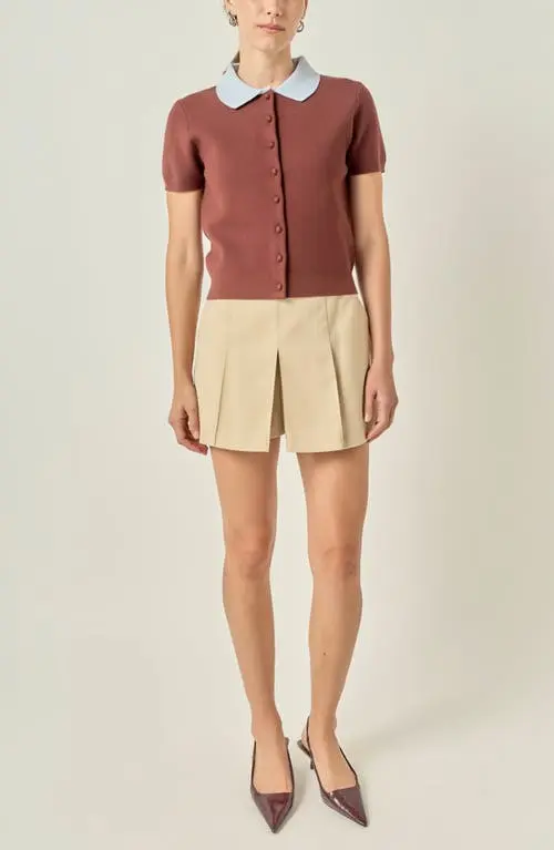 English Factory Contrast Collar Knit Cardigan