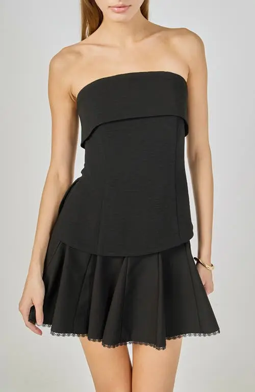 Endless Rose Folded Strapless Tube Top - Black