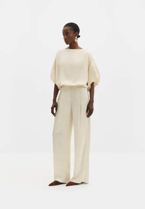 MALINA Havanna Boat Neck Puff Sleeve Blouse