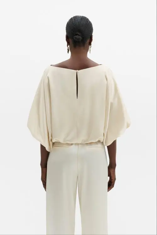 MALINA Havanna Boat Neck Puff Sleeve Blouse