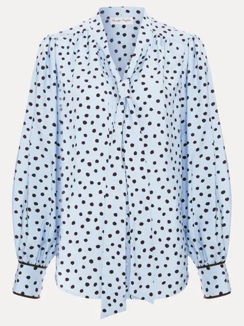 PHASE EIGHT Coco Tie Neck Polka Dot Blouse