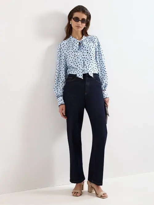 PHASE EIGHT Coco Tie Neck Polka Dot Blouse