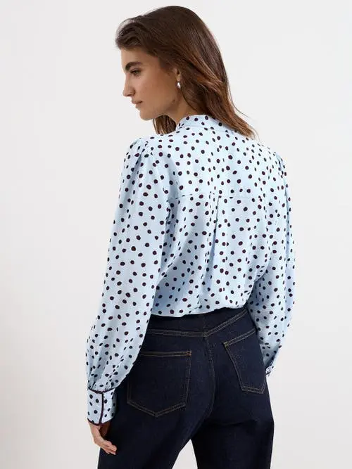 PHASE EIGHT Coco Tie Neck Polka Dot Blouse