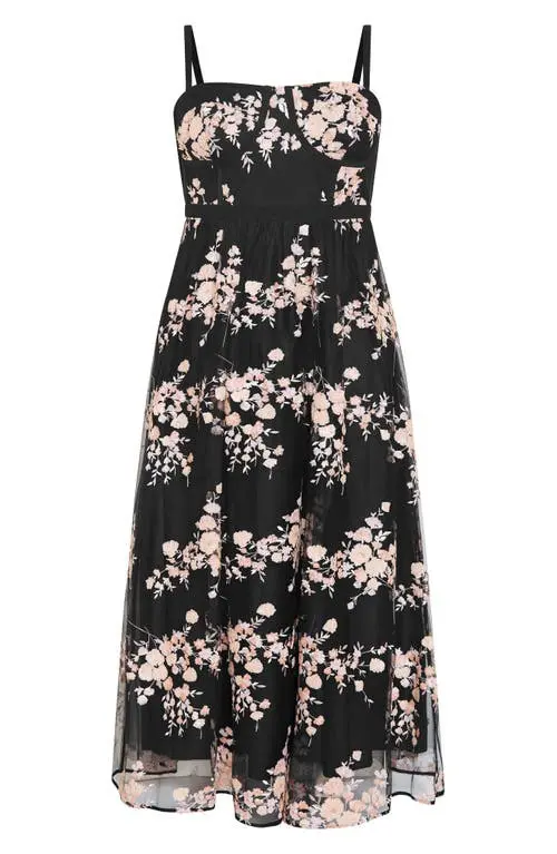 City Chic Ambrosia Embellished Tulle Maxi Dress - Black