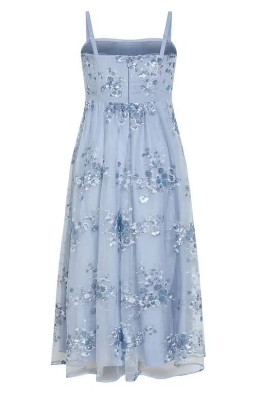 City Chic Ambrosia Embellished Tulle Maxi Dress - Soft Blue