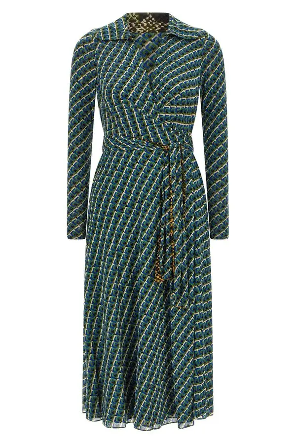 Diane Von Furstenberg Reversible Geometric And Python Print Midi Dress