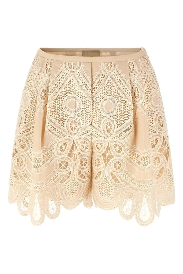 Elie Saab Macramé Embroidery Shorts - Beige