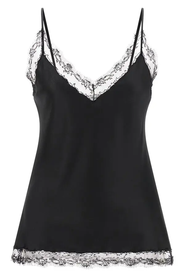 Ermanno Scervino Silk Lingerie Top With Lace - Black