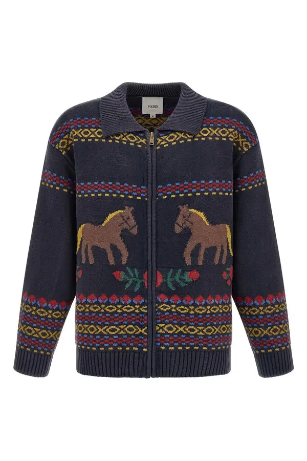 FOUND Isles Jacquard Knit Cardigan