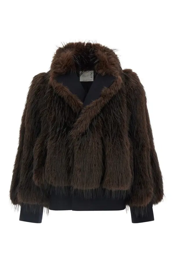 Sacai Jacket With Fur Inserts - Brown