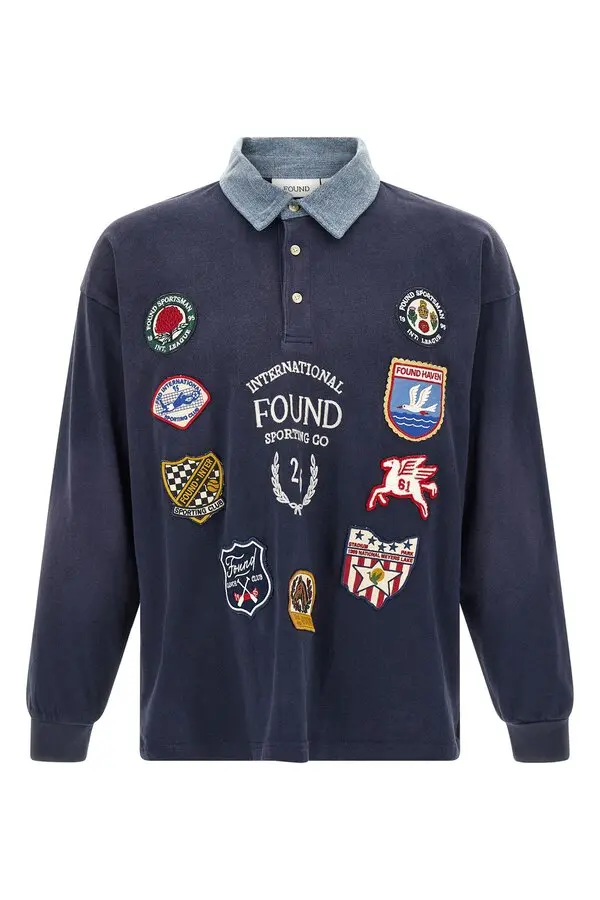 FOUND Crestfield' Polo Shirt With Patch - Blue