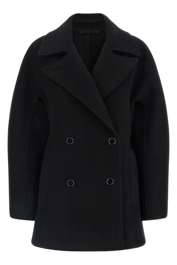 TOTEME Double-breasted Wool And Cashmere Blend Peacoat - Black