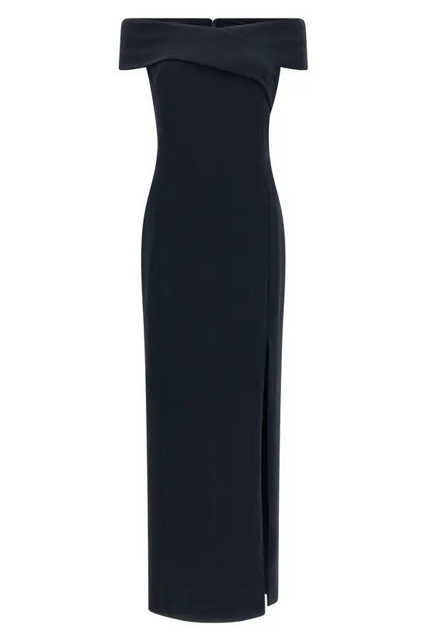 Ralph Lauren Long Dress With Crossed Neckline - Black