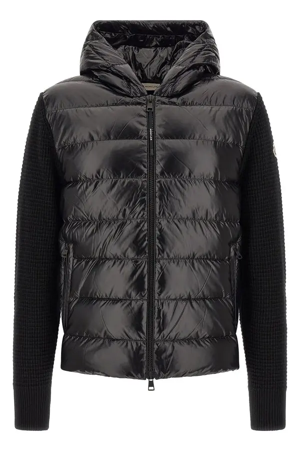 Moncler Cardigan With Front Padding - Black