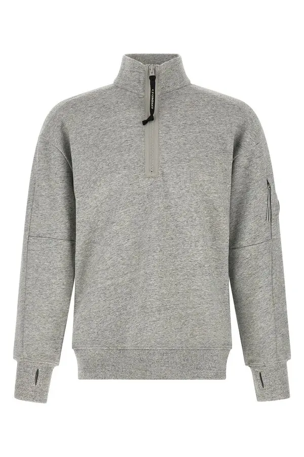 C.P. COMPANY C. P. Company 'diagonal Raised Fleece Sweatshirt And Lens Detail - Gray