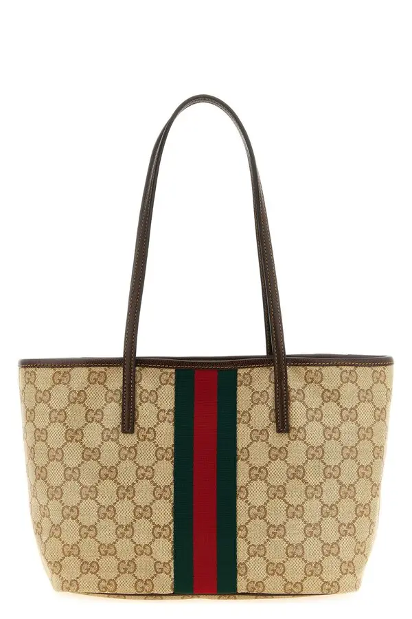Gucci Tribeca' Shoulder Bag With Tape Web - Beige