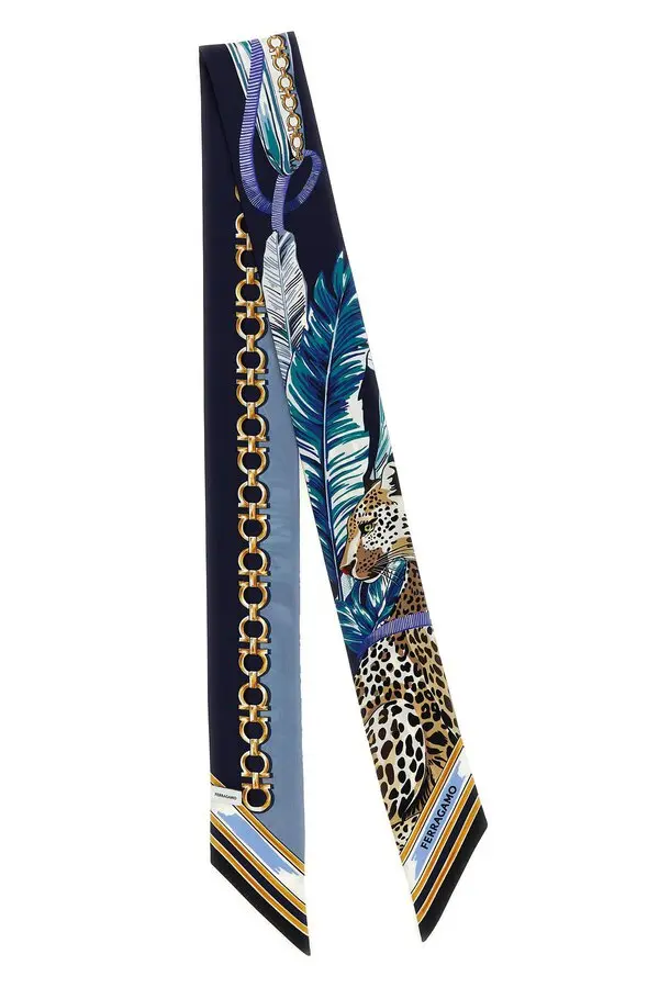 FERRAGAMO Bandeau 'felini' Print - Blue