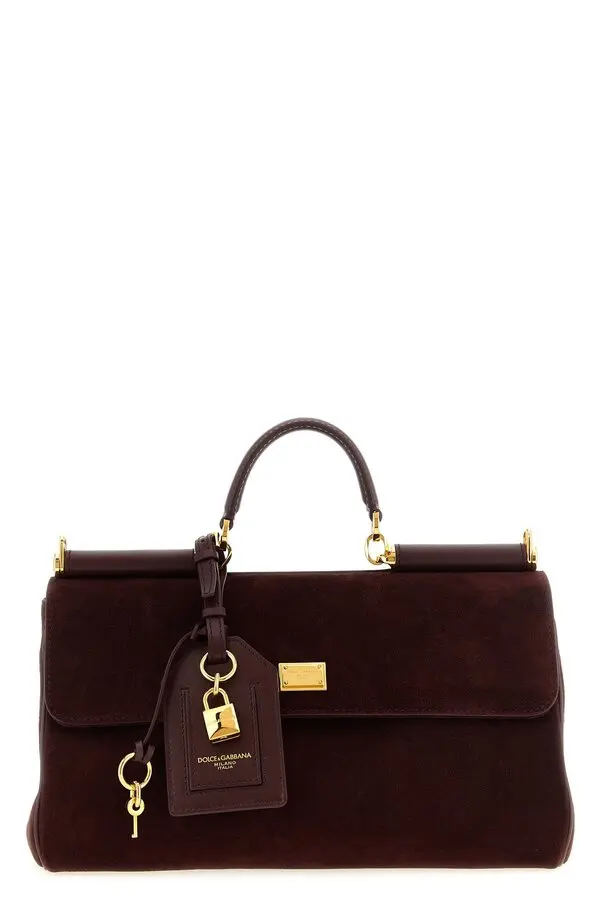 Dolce & Gabbana Medium Suede 'my Sicily' Handbag - Bordeaux