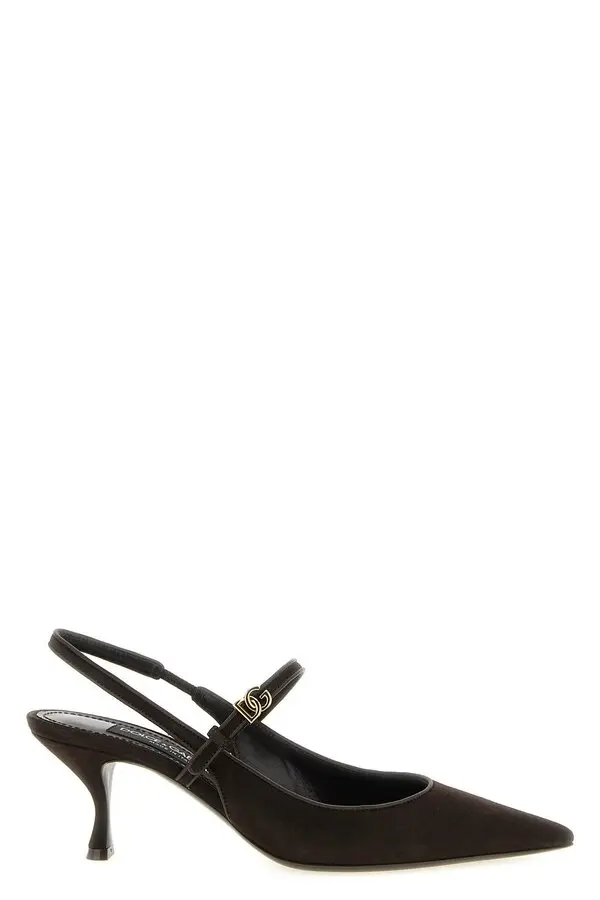 Dolce & Gabbana Suede Slingback Heels With Dg Monogram
