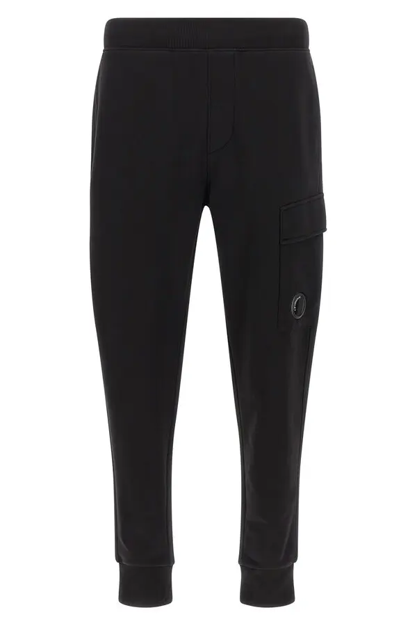 C.P. COMPANY C. P. Company 'diagonal Raised Fleece' Pants With Lens Detail - Black