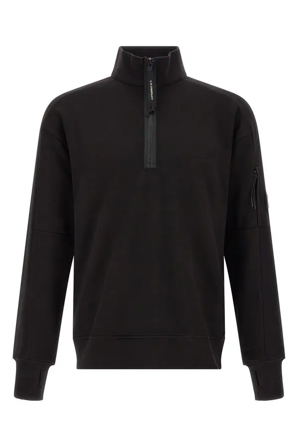 C.P. COMPANY C. P. Company 'diagonal Raised Fleece Sweatshirt And Lens Detail - Black