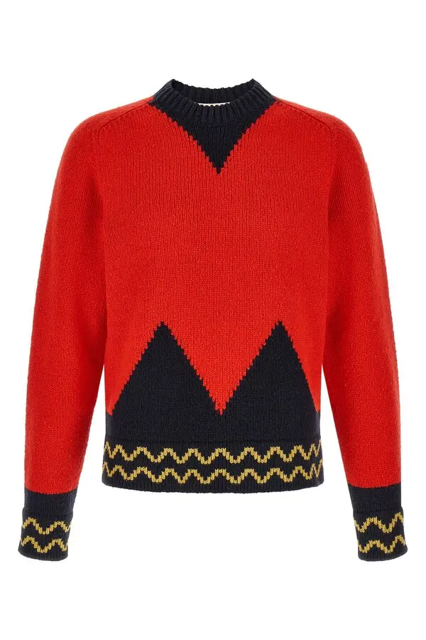 Marni Geometric Intarsia Sweater - Red