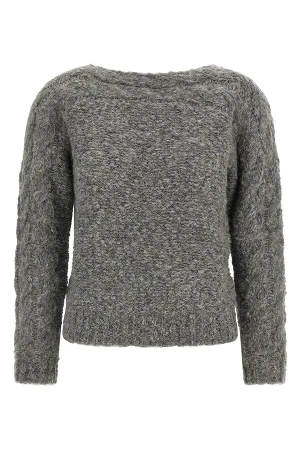 Isabel Marant Étoile Ponara Boat Neck Braided Virgin Wool Blend Sweater - Gray