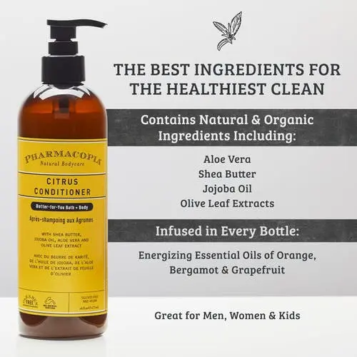 PHARMACOPIA NATURAL BODYCARE Citrus Essentials Bundleshampoo, Conditioner, Body Wash