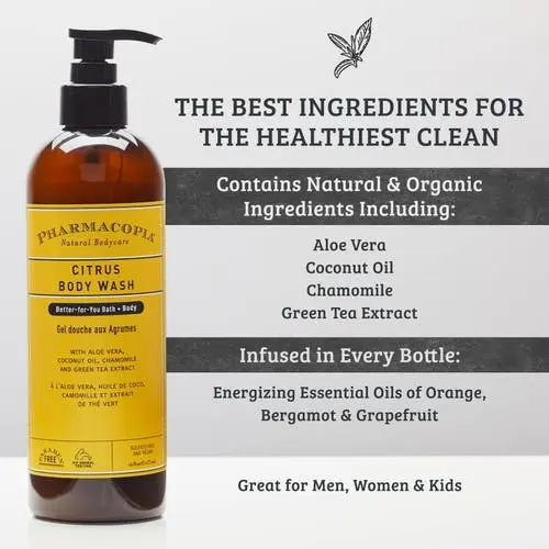 PHARMACOPIA NATURAL BODYCARE Citrus Essentials Bundleshampoo, Conditioner, Body Wash