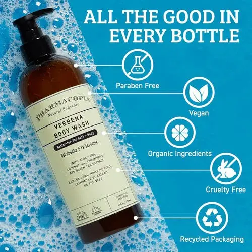 PHARMACOPIA NATURAL BODYCARE Verbena Body Wash And Lotion Bundlebalancing Aromatherapy