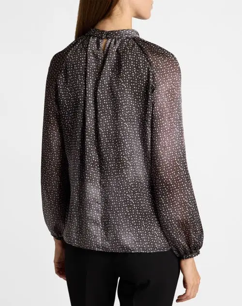 Santorelli Dakota Mock Neck Printed Blouse